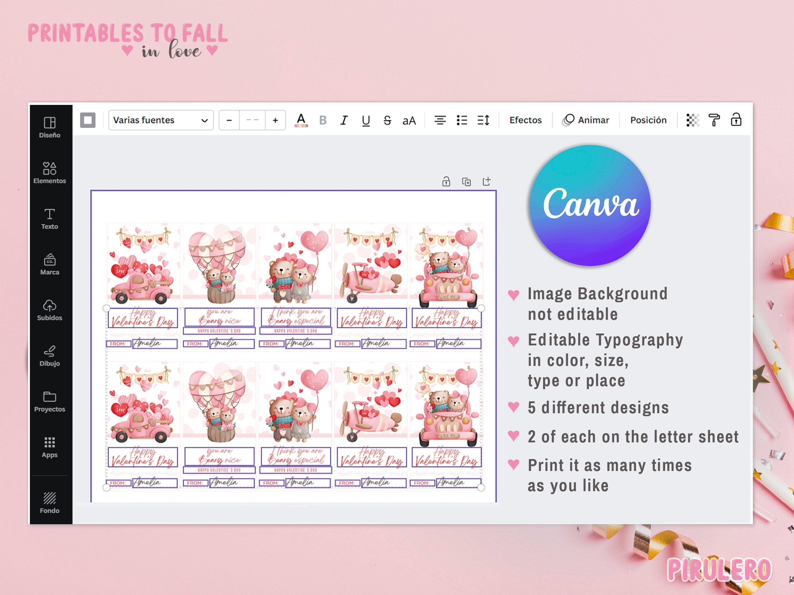 EDITABLE Bears Valentine Cards, Classroom Valentines Day Cards, Kids ...