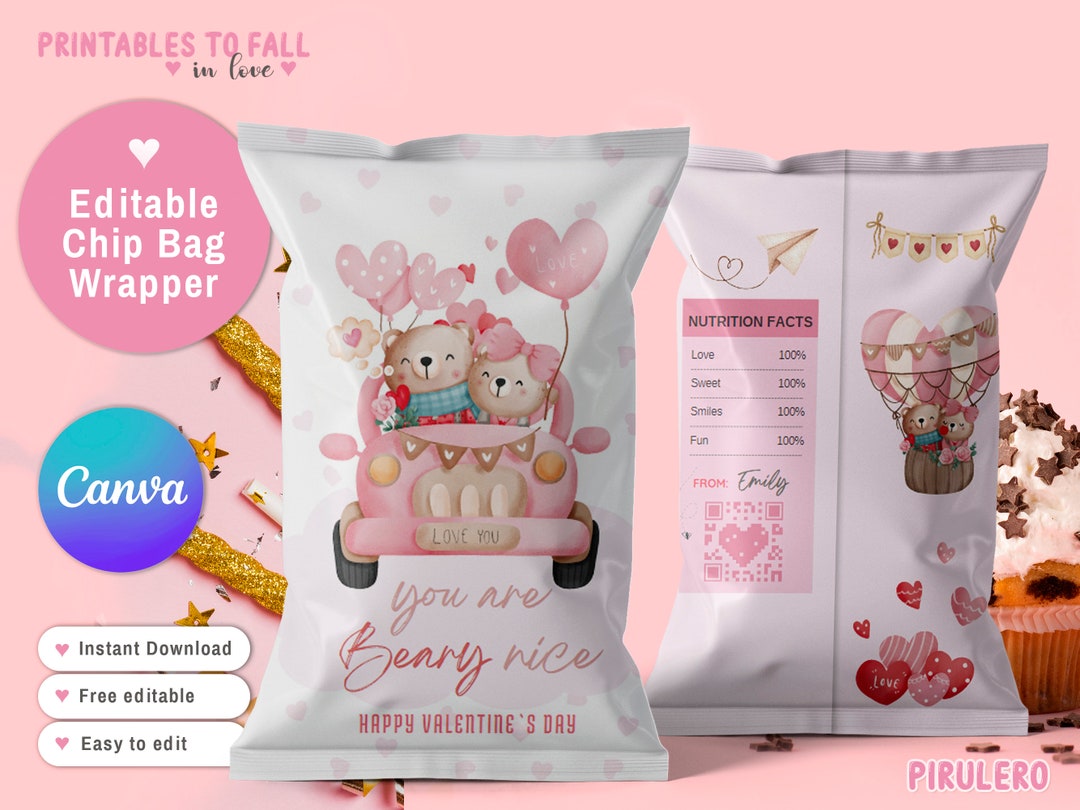 Valentine's Day Beary Sweet Chip Bags Wrapper, Beary Cute Best Friends ...