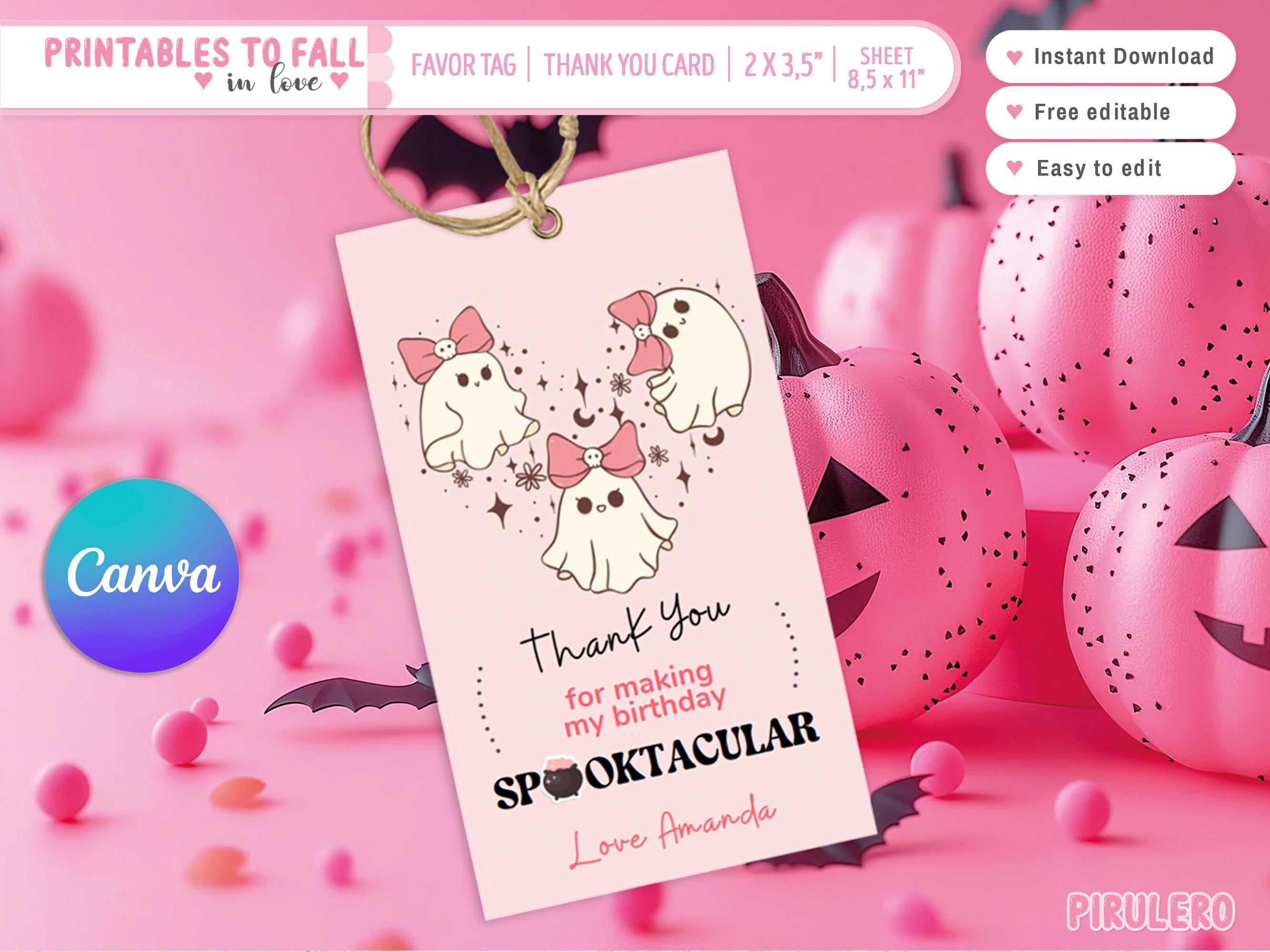 Halloween Birthday Thank You Tag Template, Spooky One Cute Party Tags ...