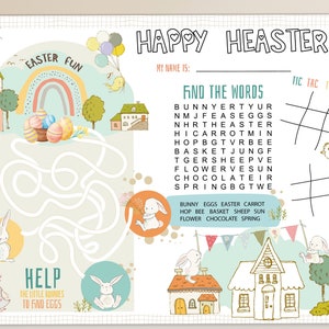 Easter Activity Placemat, Printable Easter Party Game, Kids Easter ...