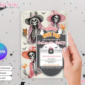 Halloween Girls Night Invitation, Witches Halloween Party Invite ...