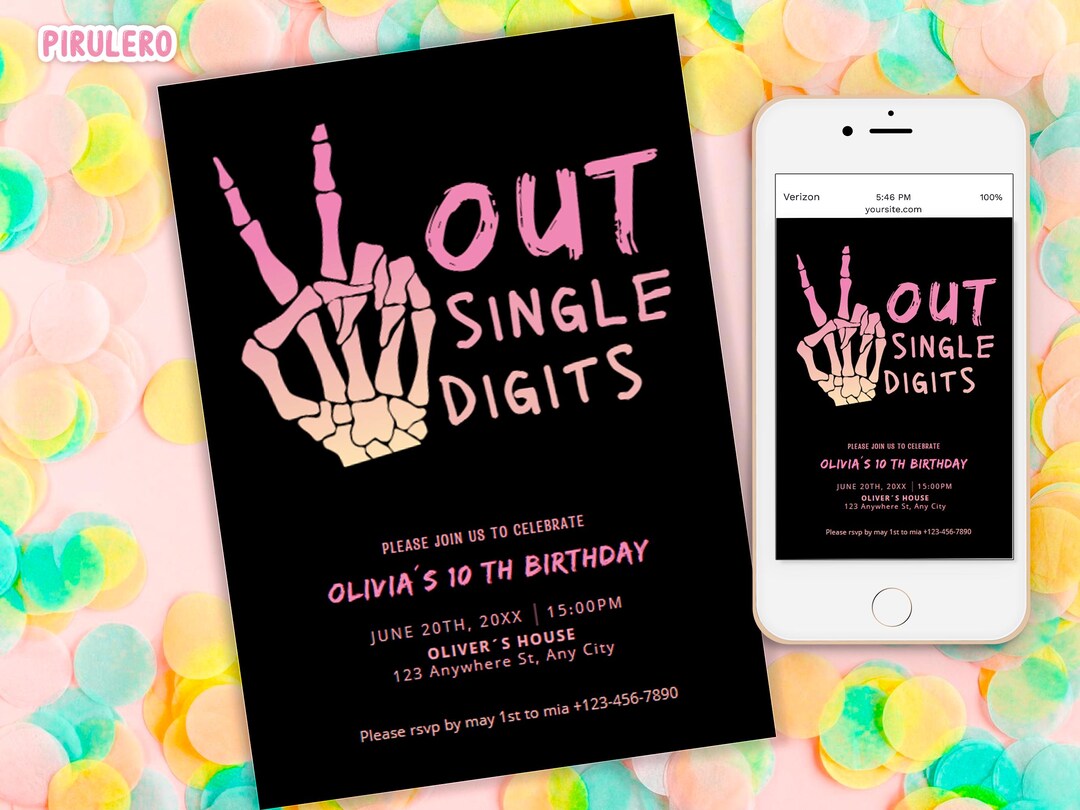 Peace Out Single Digits Party, Girl Invitation Template Fall Halloween ...
