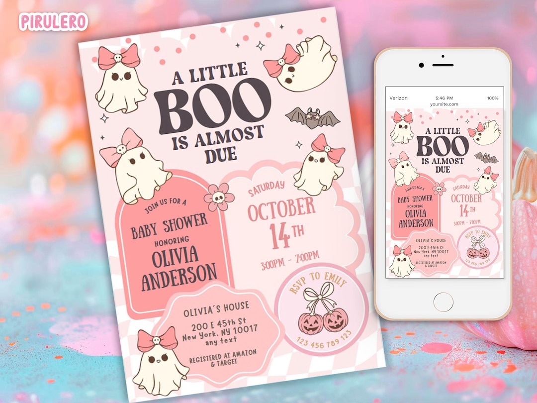 A Little Boo Baby Shower Dusty Pink Girl Halloween Baby Shower Invite ...
