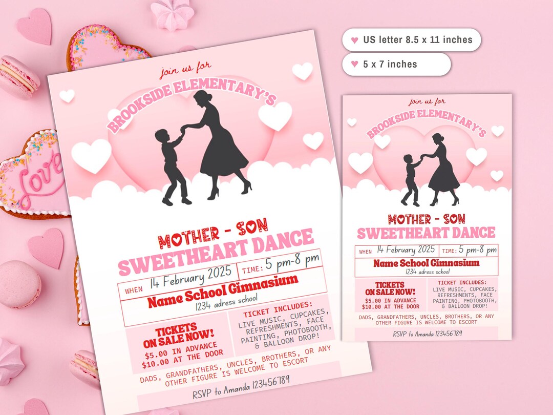 Mother Son Sweetheart Valentine's Day Dance School Dance Flyer Party ...