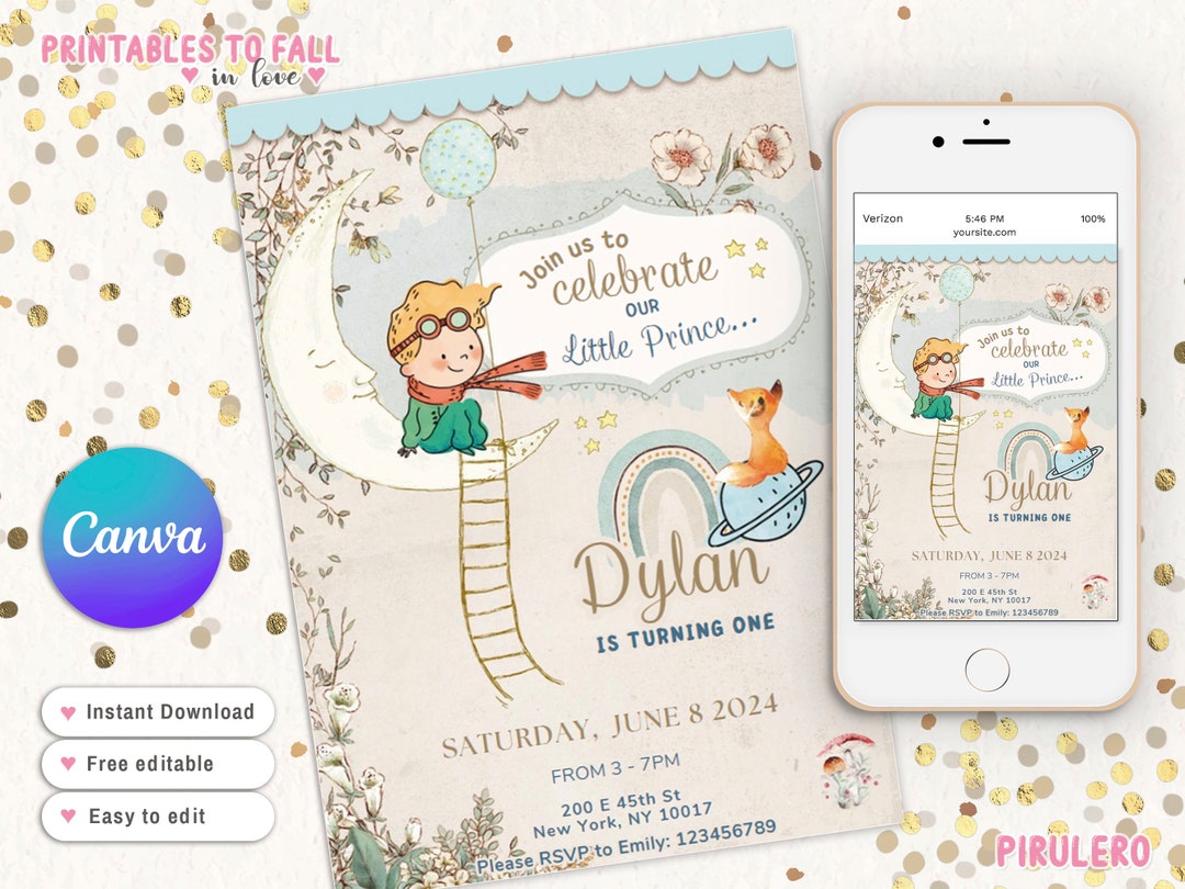 Invitación del principito, invitación de fiesta del principito vintage ...