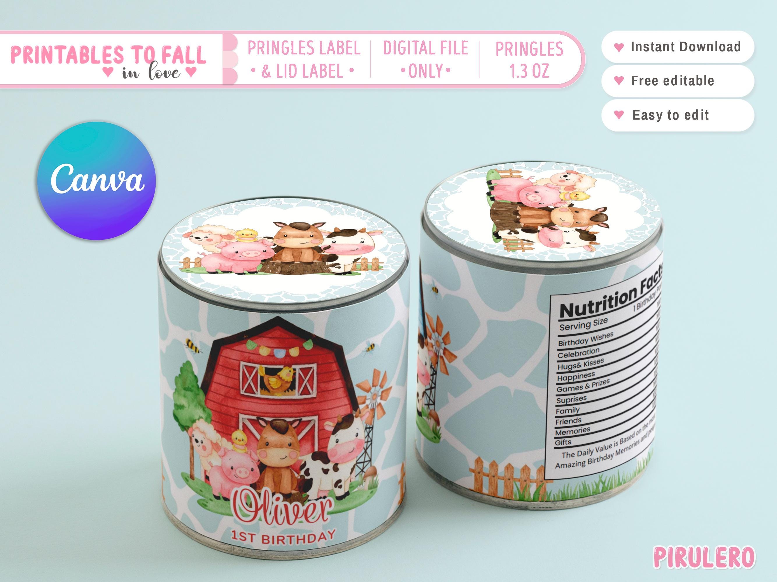 Boy Red Farm Animals Pringles Label, Pringles Lid Labels 1.3 Oz, Girl ...