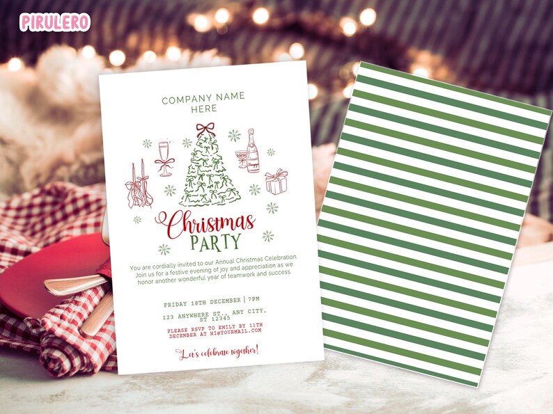 Editable Corporate Christmas Party Invitation, Staff Holiday Invite ...