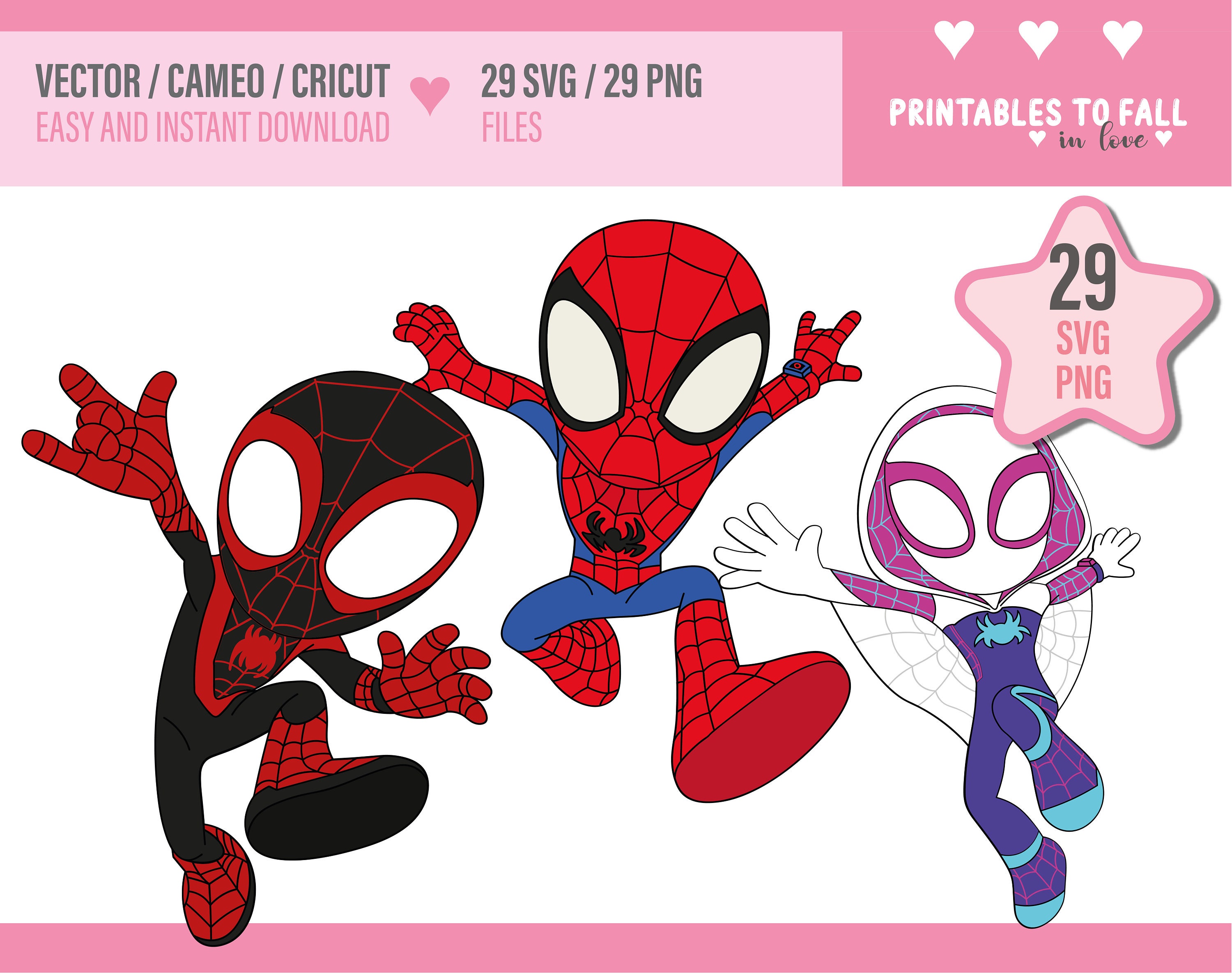 29 Clipart Spidey and Friends, Spidey, Digital Download, SVG, PNG ...