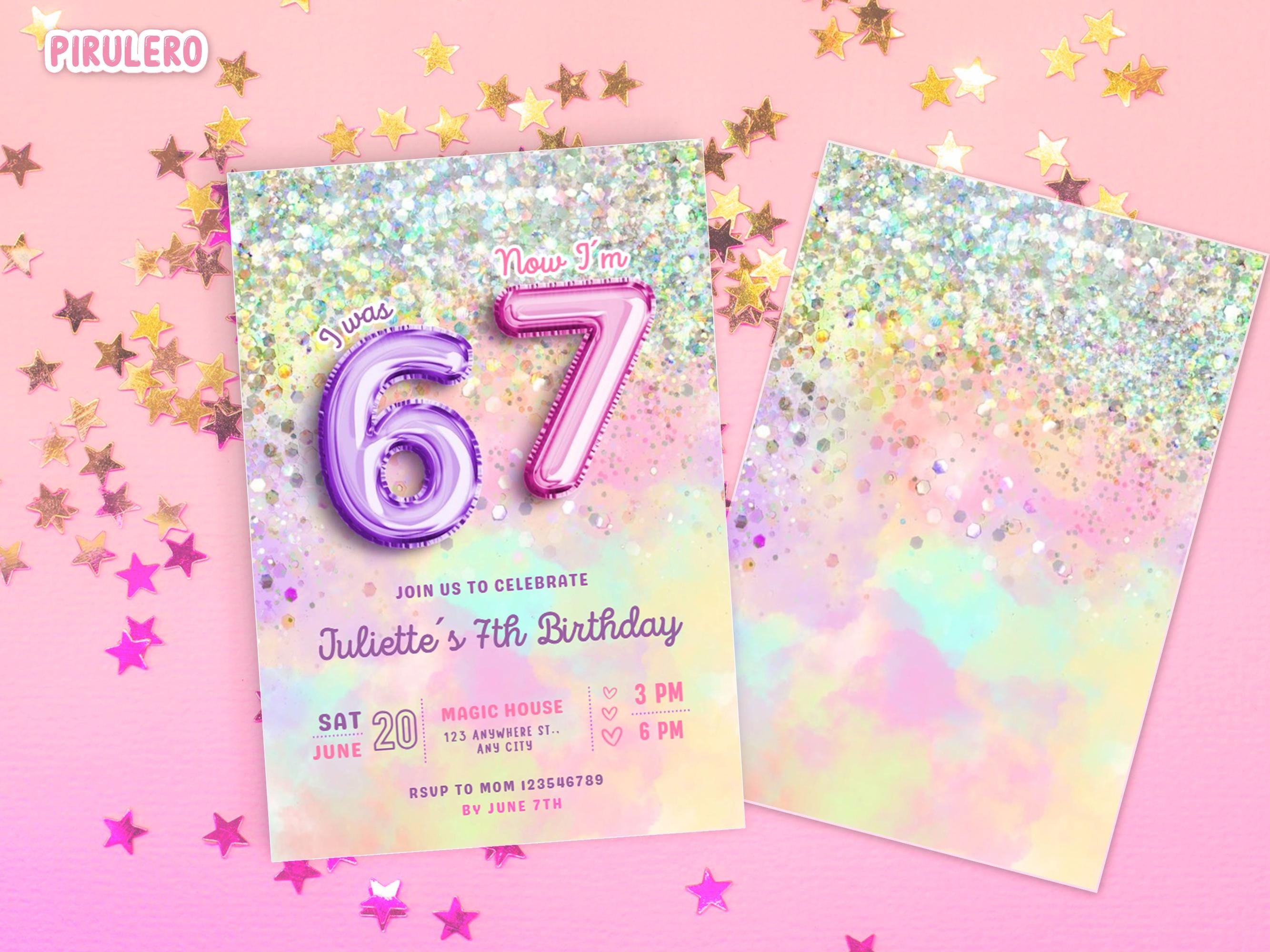 Six Seven Birthday Invitation for Girls, Editable Meme Trending Six ...