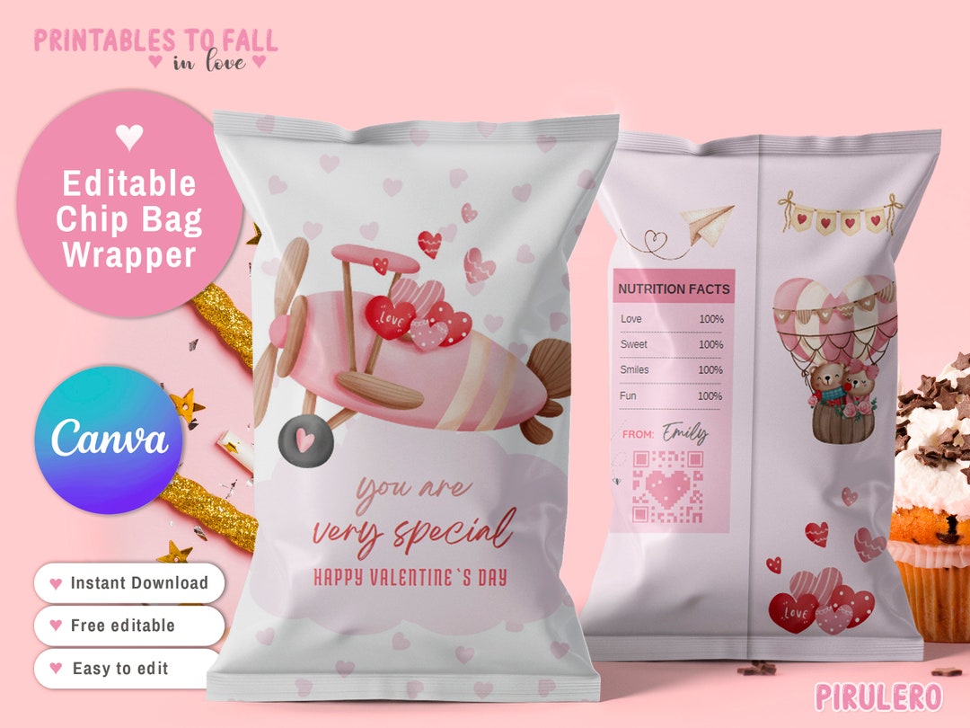 Valentine's Day Chip Bags Wrapper, Printable Snack Bag , Best Friends ...
