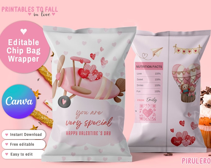 Valentine's Day Chip Bags Wrapper, Printable Snack Bag , Best Friends ...