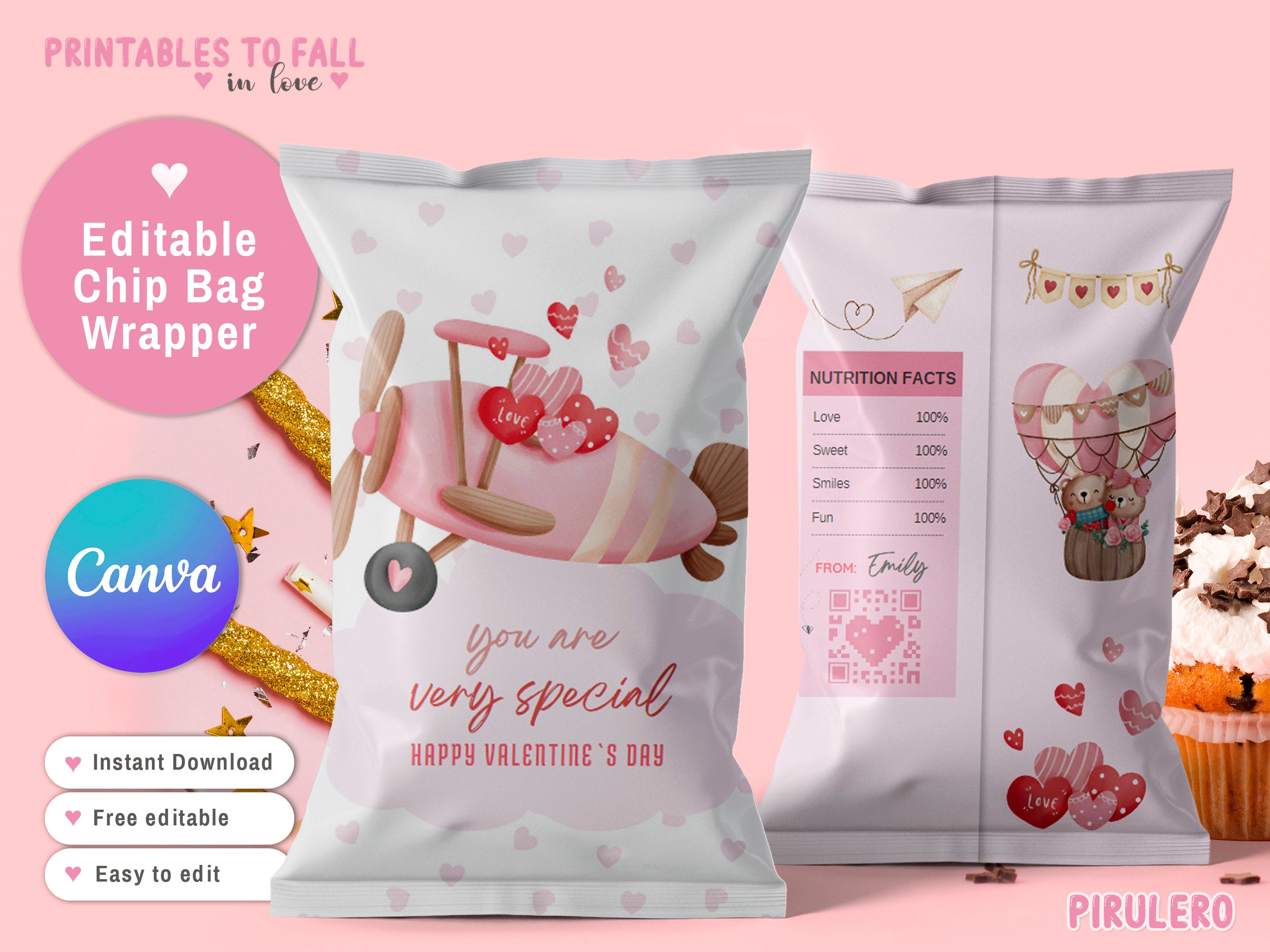 Valentine's Day Chip Bags Wrapper, Printable Snack Bag , Best Friends ...