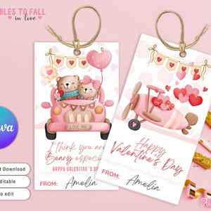 EDITABLE Bears Valentine Cards, Classroom Valentines Day Cards, Kids ...