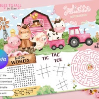 Custom Farm Colouring Page Activity Sheet Placemat Party Favours ...