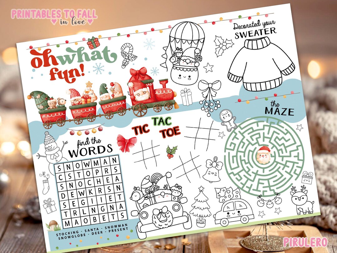 Kids Christmas Activity Page, Printable Custom Christmas Coloring ...