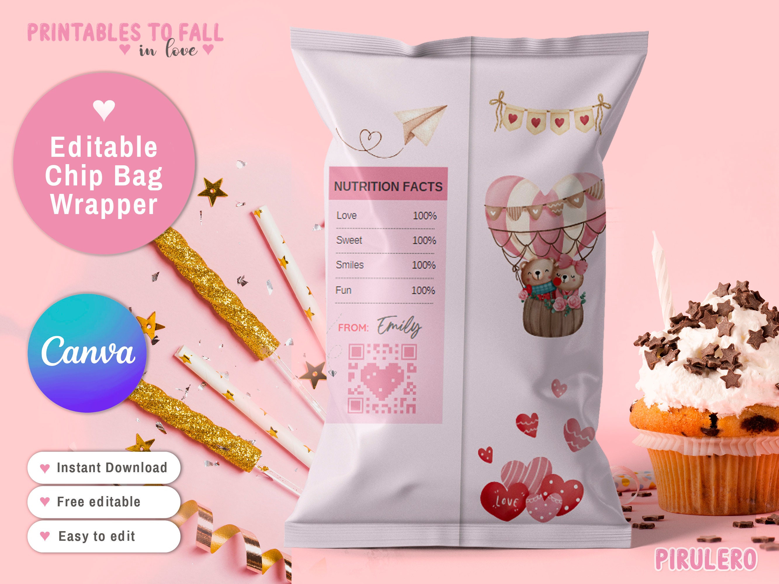 Valentine's Day Chip Bags Wrapper, Beary Cute Best Friends Chip Bag ...