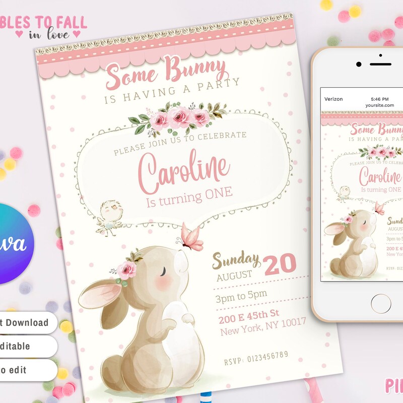 Bunny Party Invitation - Etsy