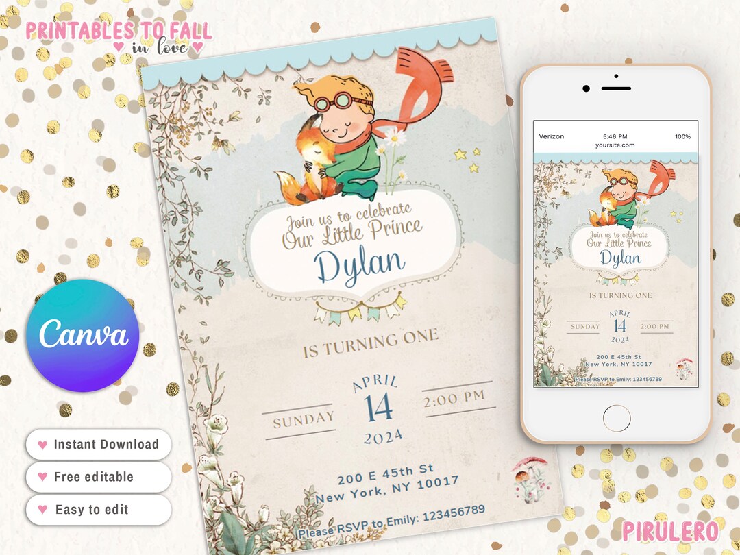 The Little Prince Invitation, Classic Vintage Little Prince Birthday ...