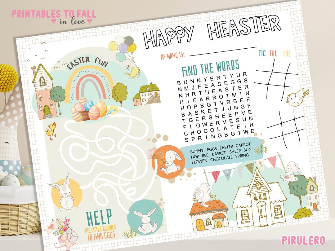 Easter Activity Placemat, Printable Easter Party Game, Kids Easter ...