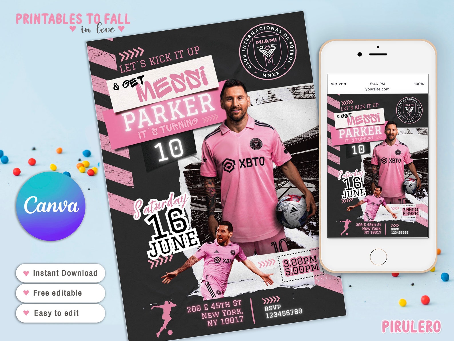 Invitación digital de fútbol, invitación de cumpleaños de fútbol ...
