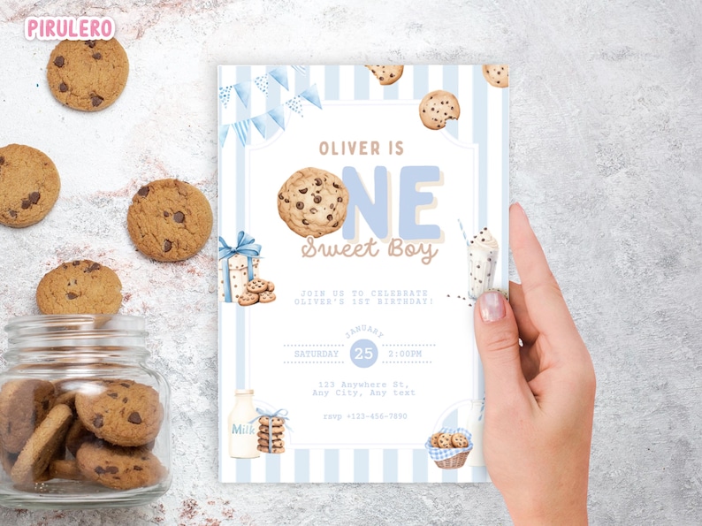One Sweet Boy Invitation, Sweet One Birthday, Milk and Cookies First ...
