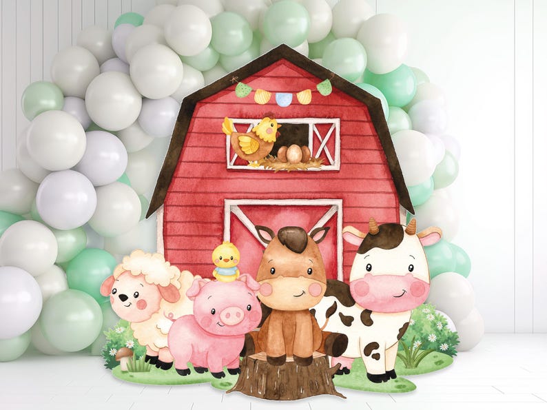 Barn Animals Big Decor Cutout, Farm Animals Birthday, Boy Red Farm ...