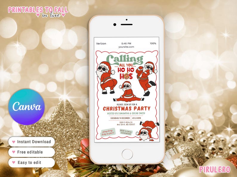 Friendsmas Funny Invitation, Christmas Party, Santa's Favorite Ho Ho ...