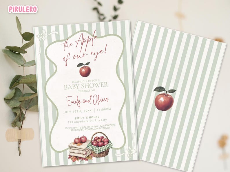 Baby Shower Invitation Apple, Apple Baby Shower Invite, Apple of Our ...