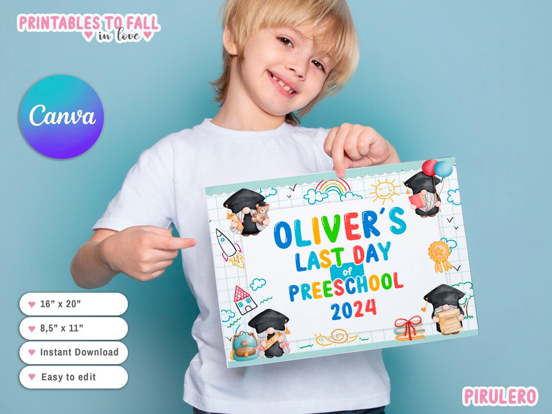 Last Day of School Printable Sig, Boy Girl School Printable Chalkboard ...