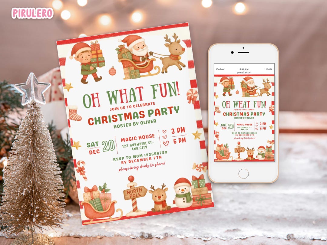 Oh What Fun Christmas Invitation | Oh What Fun Holiday Party for Kids ...