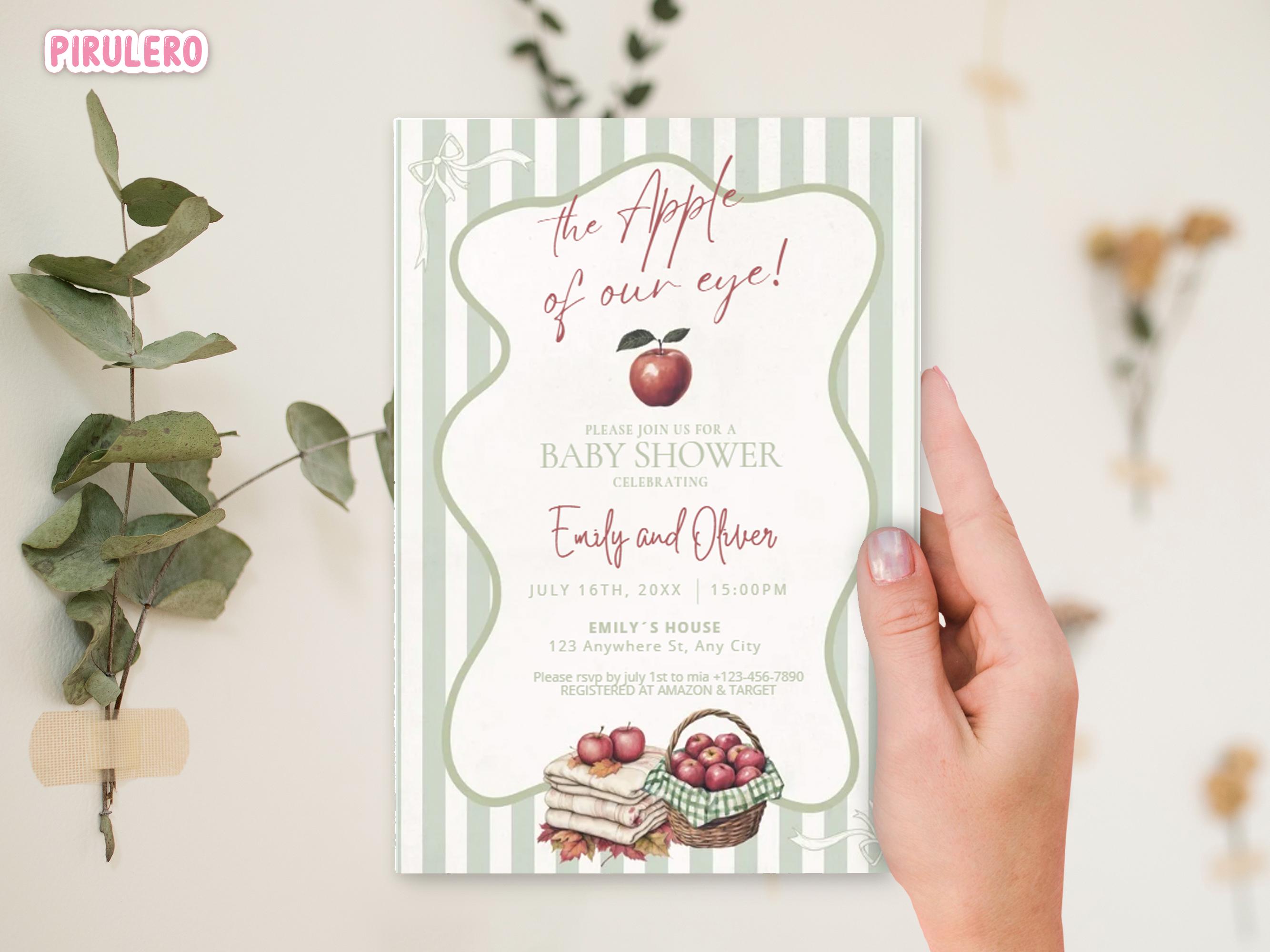 Baby Shower Invitation Apple, Apple Baby Shower Invite, Apple of Our ...