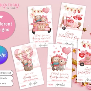 EDITABLE Bears Valentine Cards, Classroom Valentines Day Cards, Kids ...
