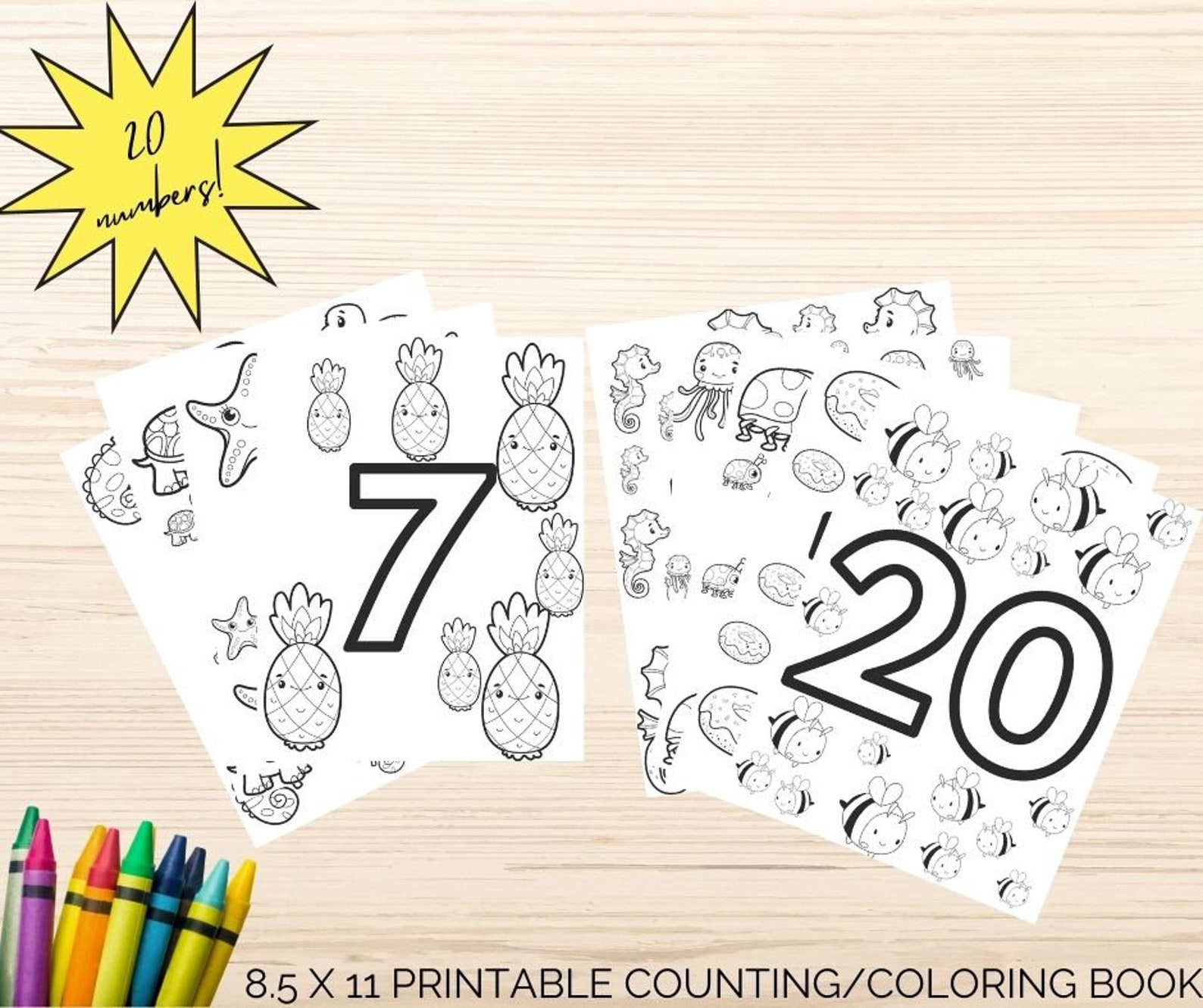 20 Printable Numbers Coloring Pages Coloring Page Preschool | Etsy