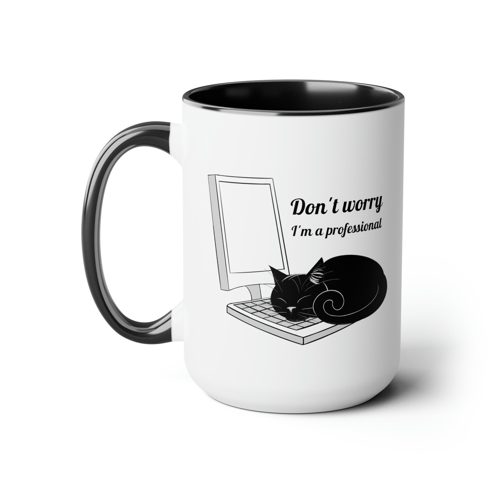 Don't Worry, Black Cat, I'm a Professional, Computer, Funny Cat Mug ...