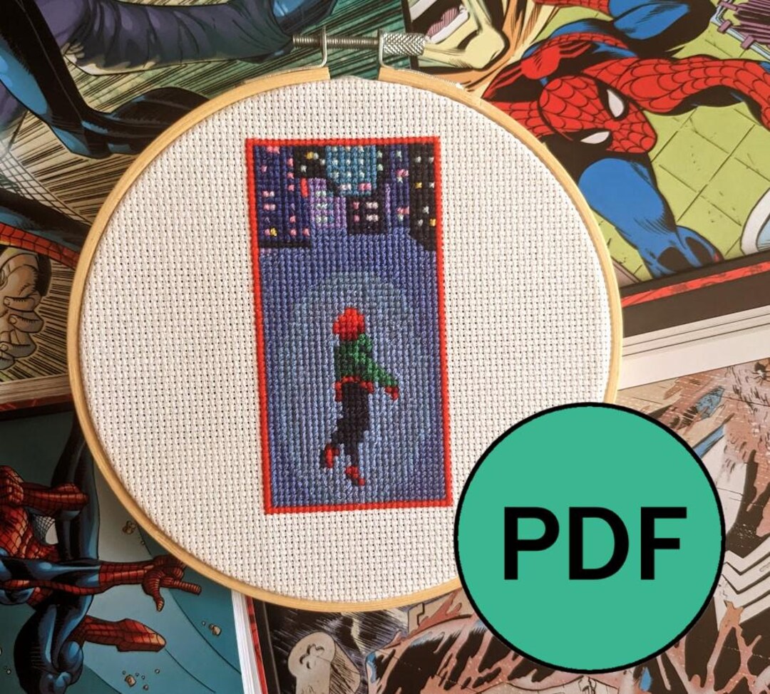 PATTERN ONLY Film Spiderverse Spiderman Miles Morales Cross Stitch ...