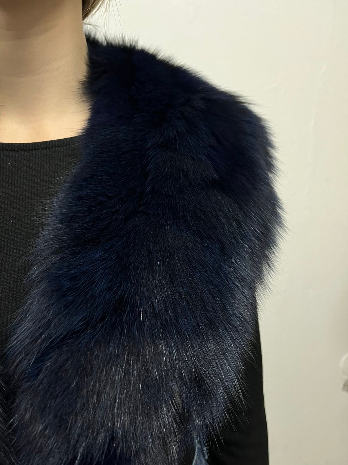 Navy Blue Fur Fox Collar, Luxury Fur Accessories,real Fur - Etsy