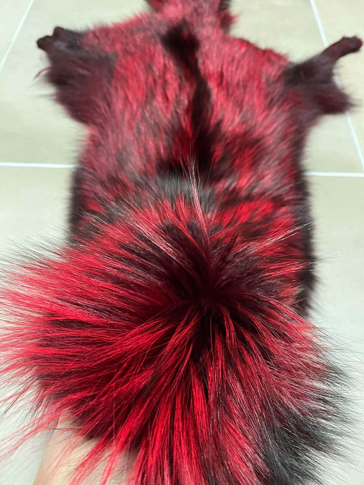 Dyed Red Silver Fox Fur Skins/pelts, Fur Hood, Fur Collar - Etsy