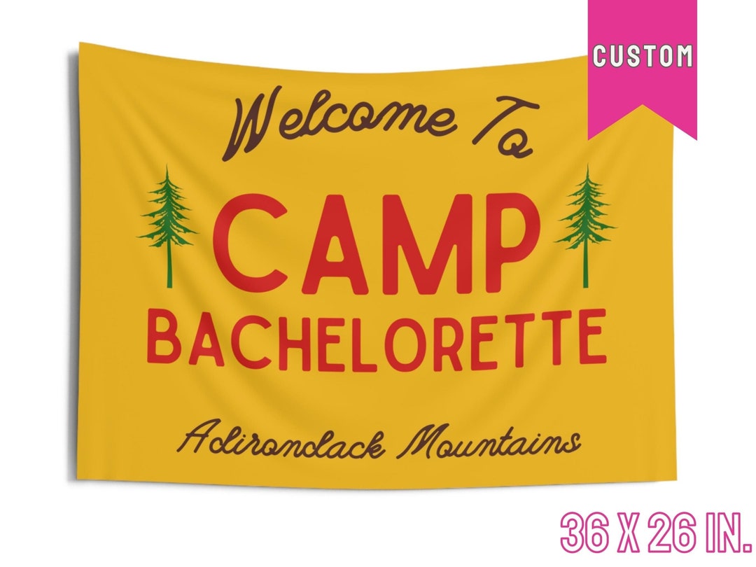 Camp Bach Flag, Camp Bachelorette Banner Tapestry, Glamping ...