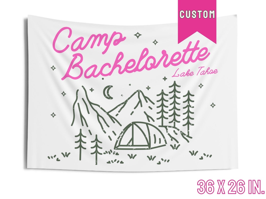 Camp Bach Flag, Camp Bachelorette Banner Tapestry, Glamping ...