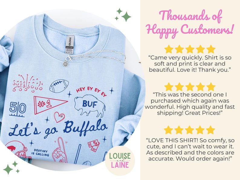 Buffalo Football Doodles Sweatshirt, Womens Buffalo Fan Gift, Let's Go ...