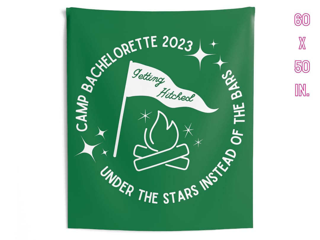 Camp Bach Flag, Camp Bachelorette Banner Tapestry, Glamping ...