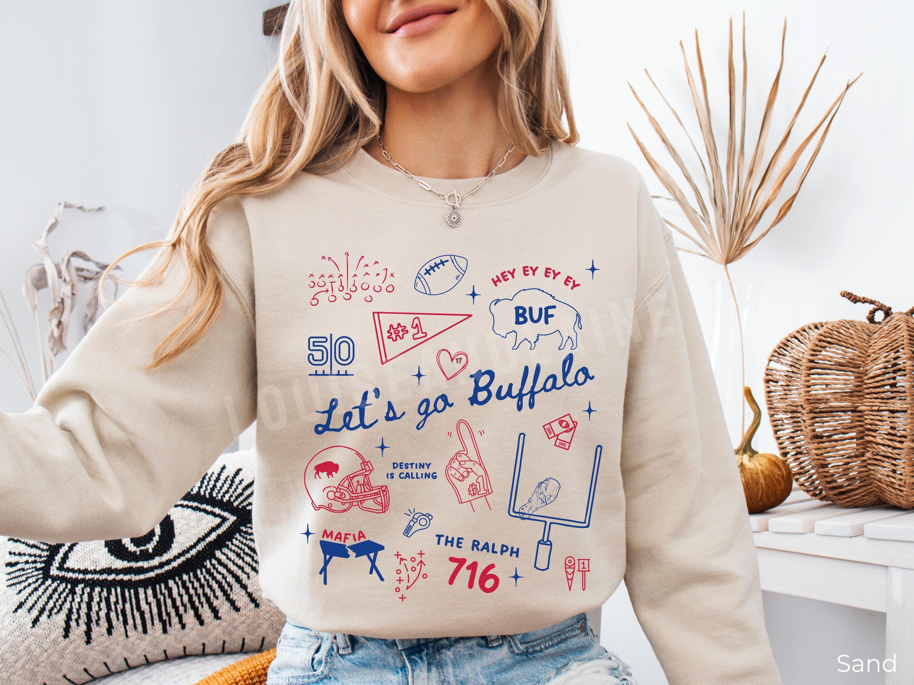 Buffalo Football Doodles Sweatshirt, Womens Buffalo Fan Gift, Let's Go ...