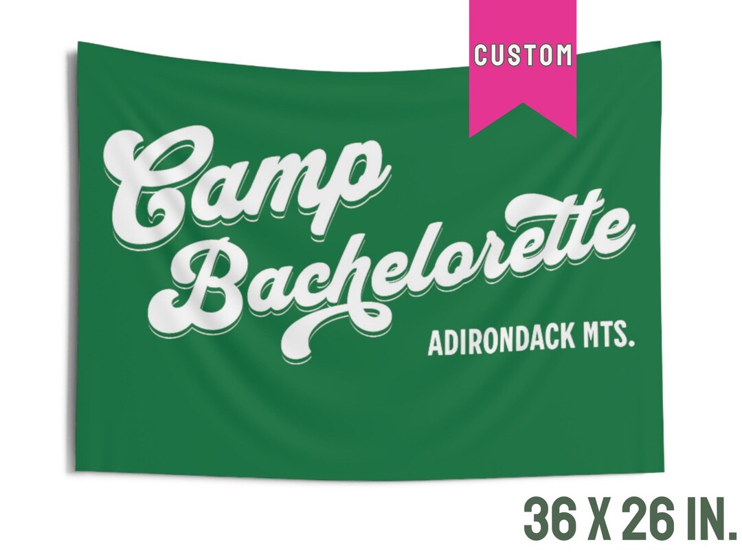Camp Bach Flag, Camp Bachelorette Banner Tapestry, Glamping ...