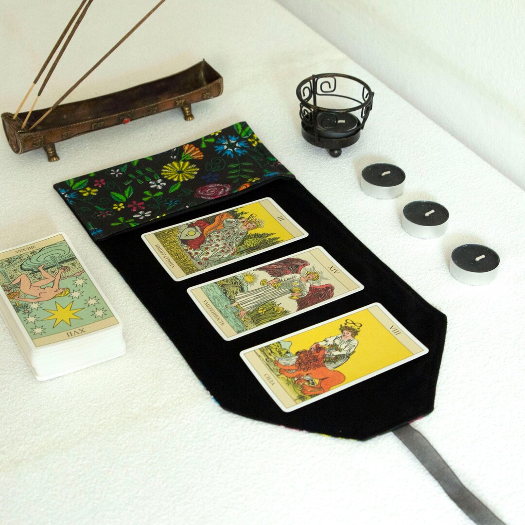 Tarot Card Wrap, Tarot Card Bag, Black Tarot Holder, Witch Tarot Pouch ...