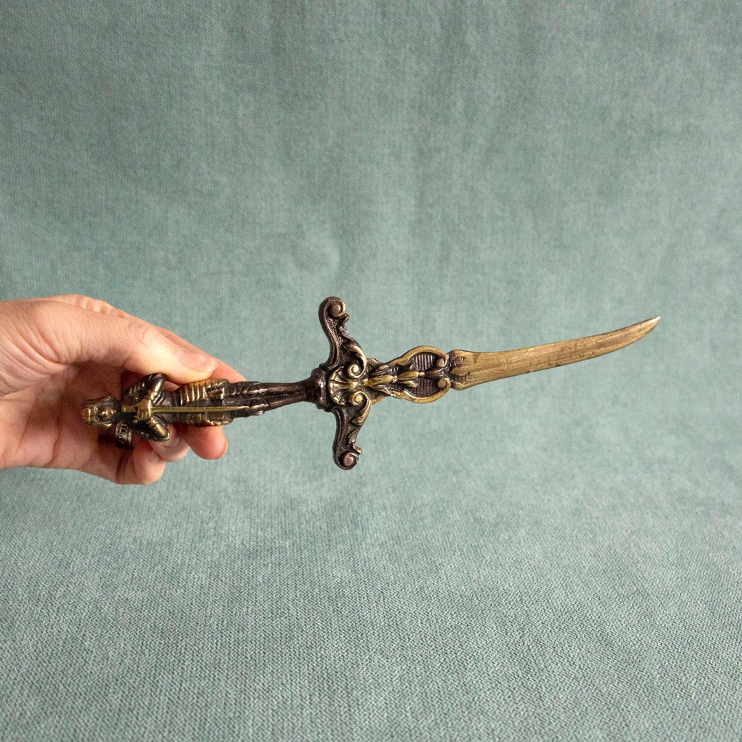 Vintage Brass Athame Dagger, Altar Ritual Ceremonial Dagger, Ritual ...
