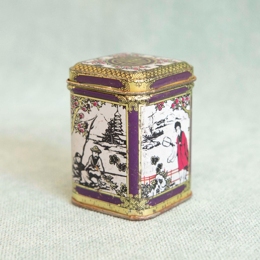 Vintage Japanese Tin Box, Tin Jewelry Box, Antique Style Metal Box ...