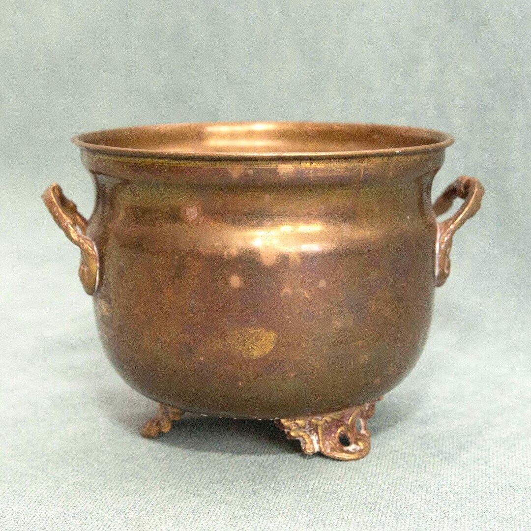 Vintage Witch Bowl, Brass Ritual Offering Cauldron, Spell Pot, Altar ...
