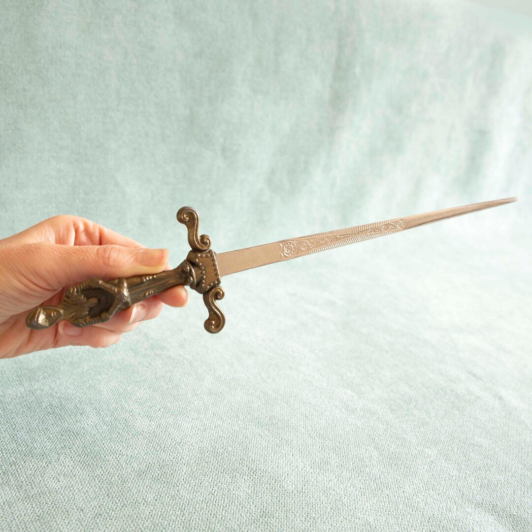 Vintage Athame Dagger, Altar Ritual Ceremonial Knife, Ornate Letter ...