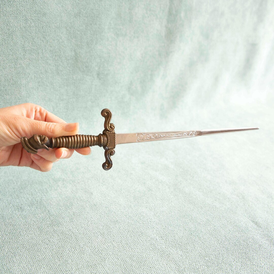 Vintage Athame Dagger, Altar Ritual Ceremonial Knife, Ornate Letter ...