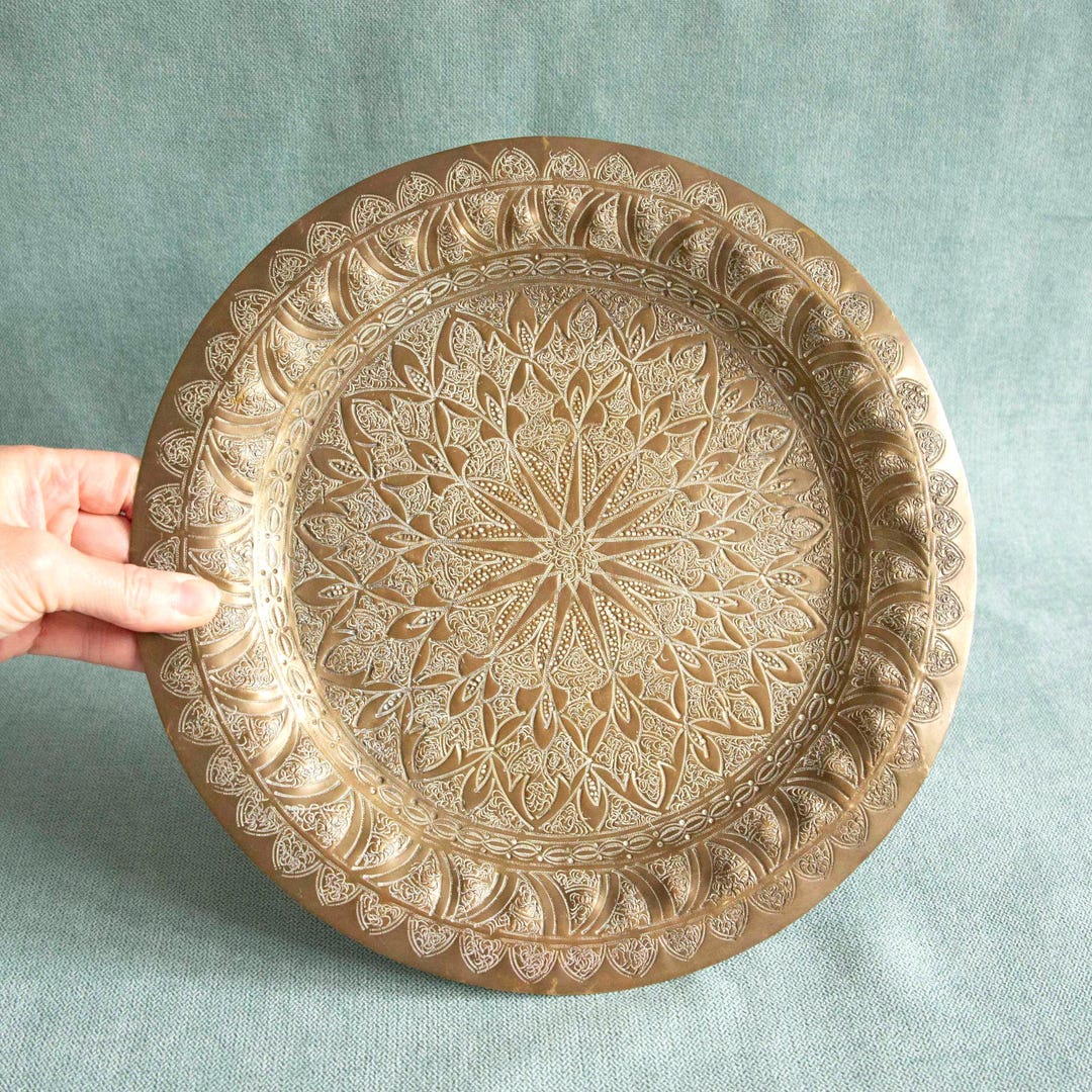 Vintage Brass Engraved Witch Altar Plate Tray: Esoteric Ritual Decor - Etsy